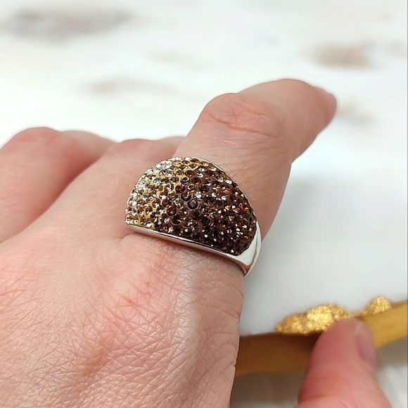 Jewelry | 925 Thailand Sterling Silver Elegant Gold And Brown Pave ...